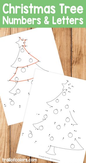 Christmas Tree Dot to Dot - Number to number and Alphabet - Trail Of Colors